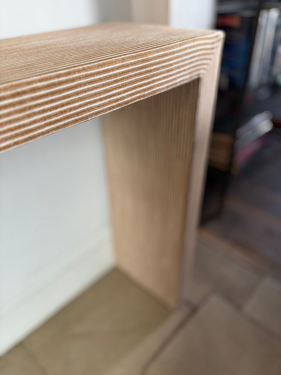 Josie console table in Fermoie Poulton stripe in brown | The House Upstairs