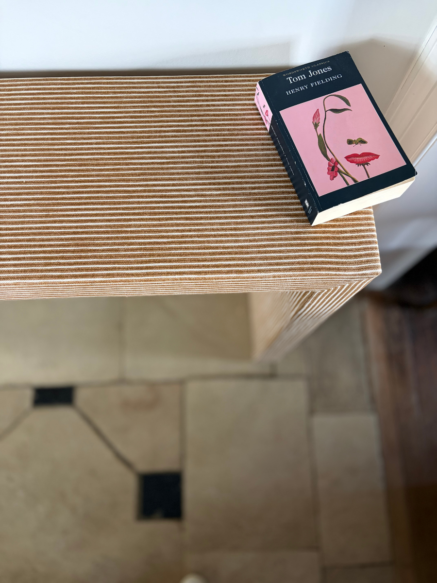 Josie console table in Fermoie Poulton stripe in brown | The House Upstairs
