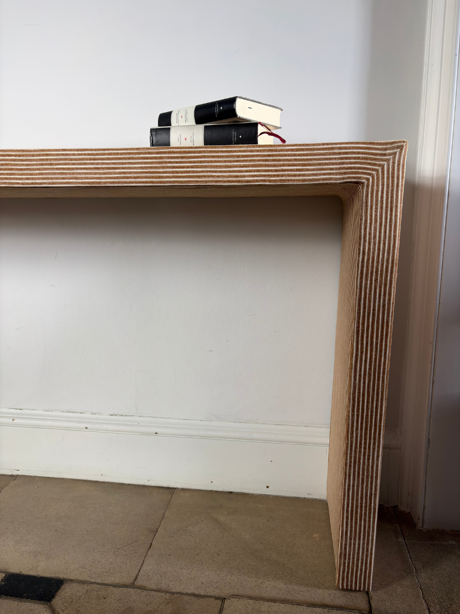 Josie console table in Fermoie Poulton stripe in brown | The House Upstairs
